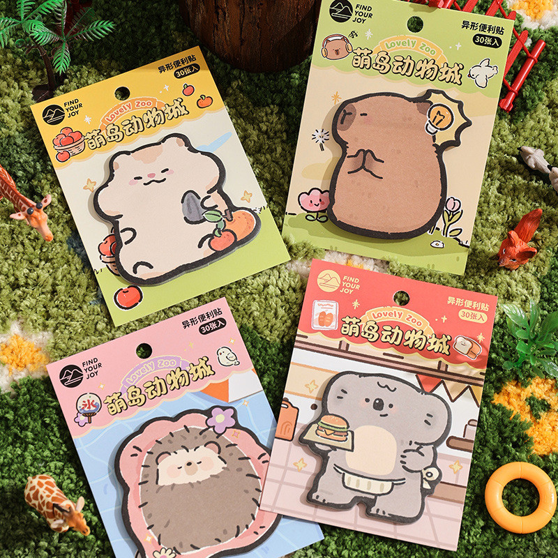Cute Sticky Notes 30 Sheets Kawaii Cartoon Animal Sticky Notes Mini ...