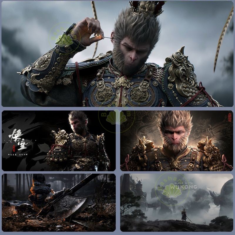 BashammPhotovoltaic Glass Mouse Pad Tempered Smooth Black Myth Wukong ...