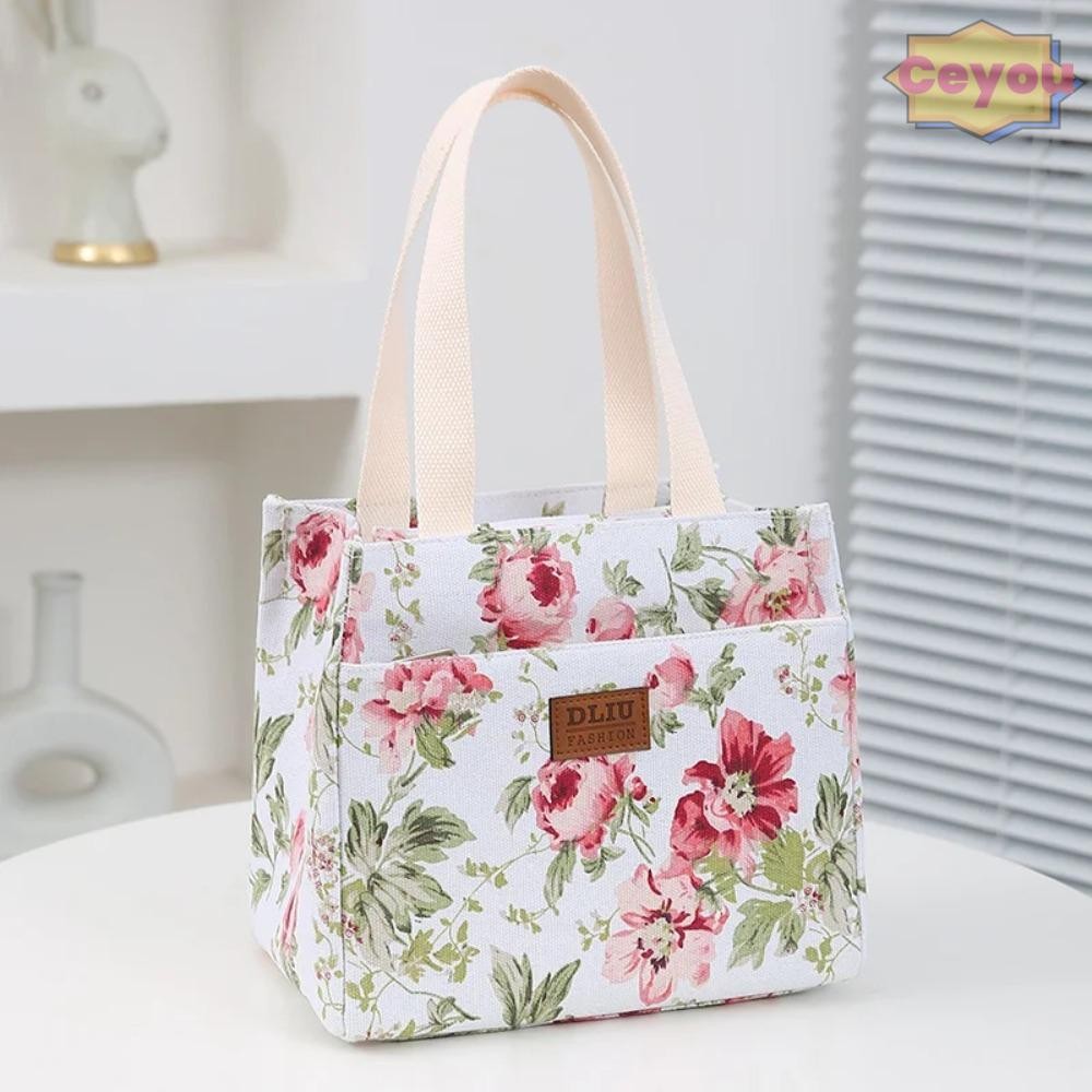 CEYOU Thickened Thermal Insulation Bag, Thermal Handbag Floral Print ...