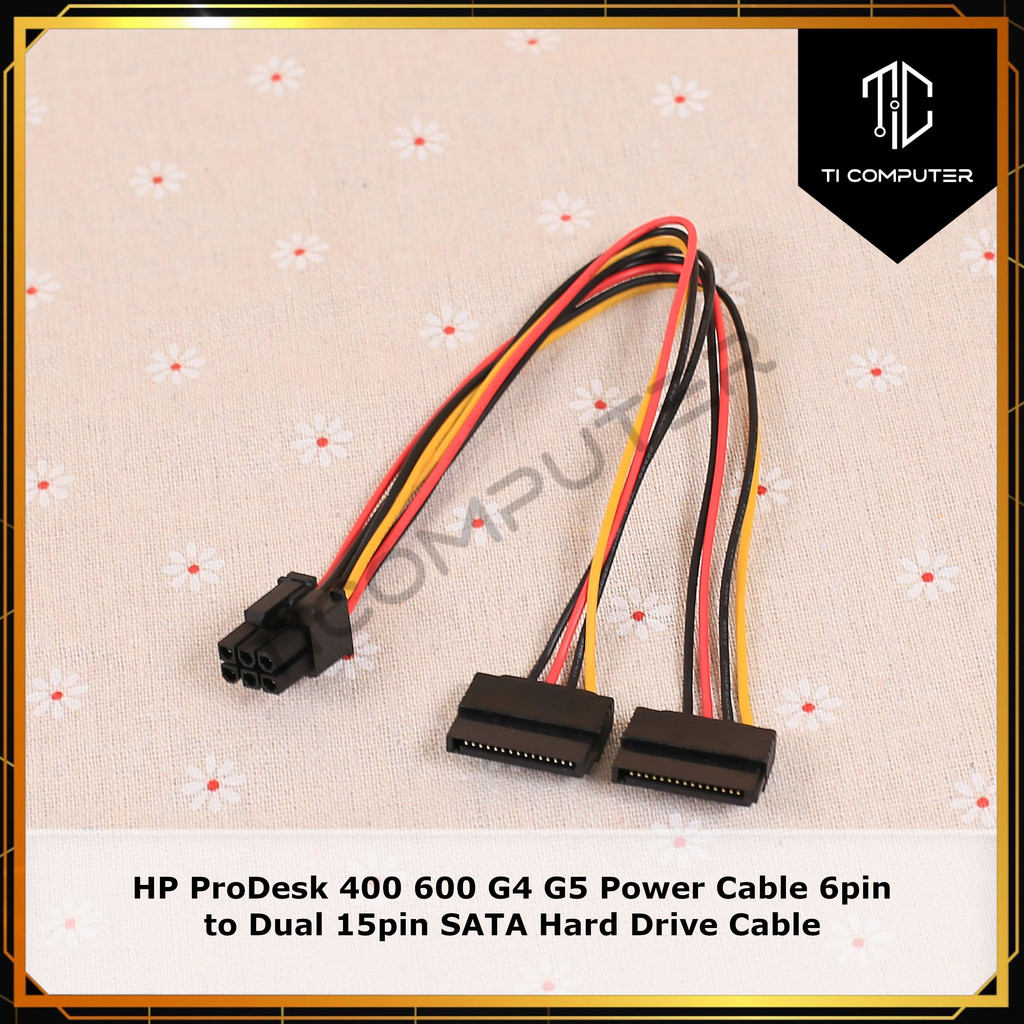 HP ProDesk 400 600 G4 G5 Power Cable 6pin to Dual 15pin SATA Hard Drive ...