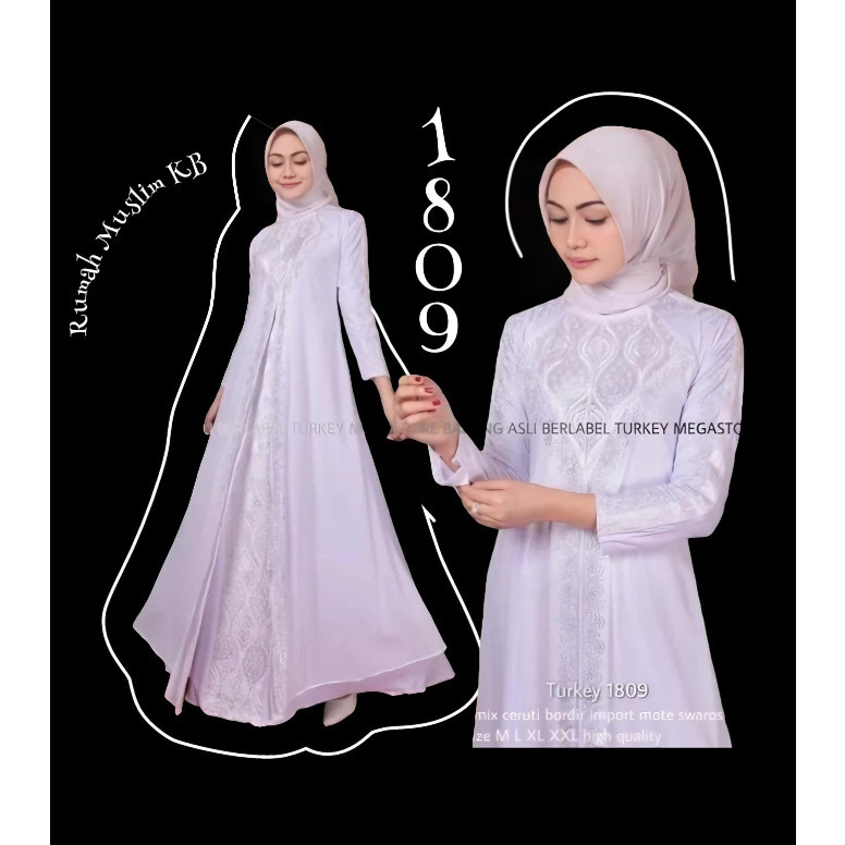 🔥 READY STOCK 🇲🇾🔥 AB Abaya Turkey Series 1809 Sulam Embroidery Long ...