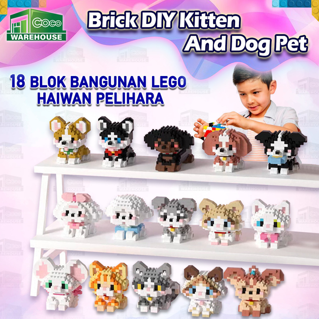 Mekansm Block BRICKS Cat Dog Cute Kitten Doggie Pet Nano Block Mini ...