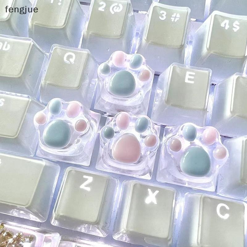 fengjue Mechanical Keyboard Resin Keycap Cat Paws Pad Clear Backlit RGB ...