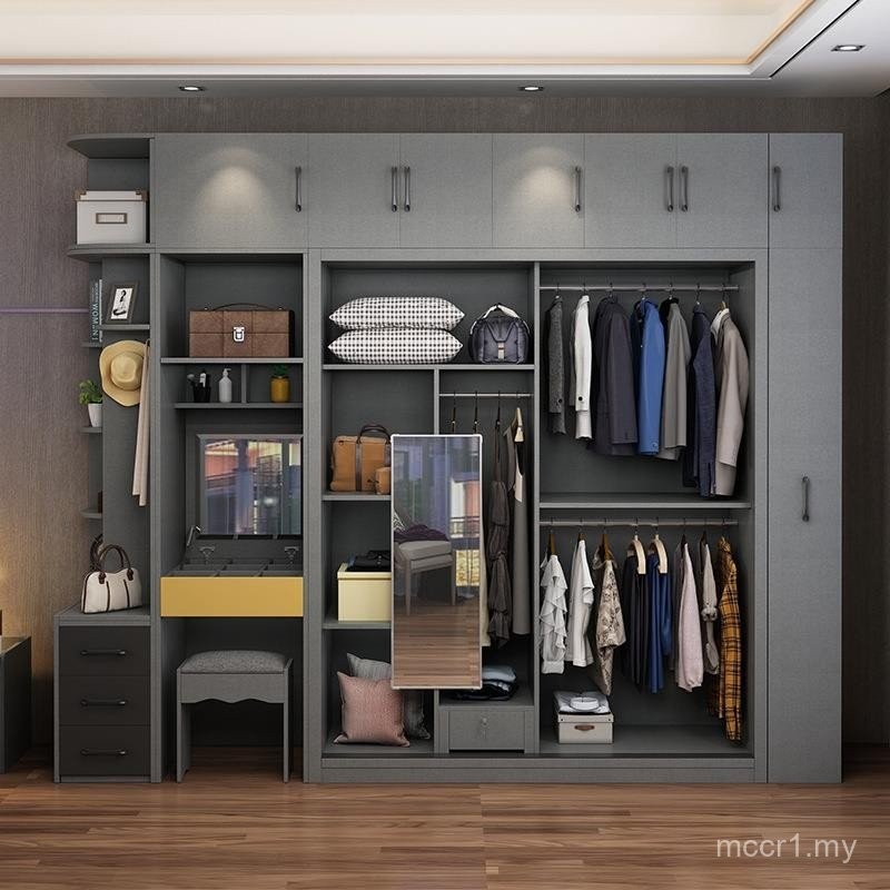 Almari baju Nordic, pintu gelangsar kaca secara keseluruhan sederhana ...