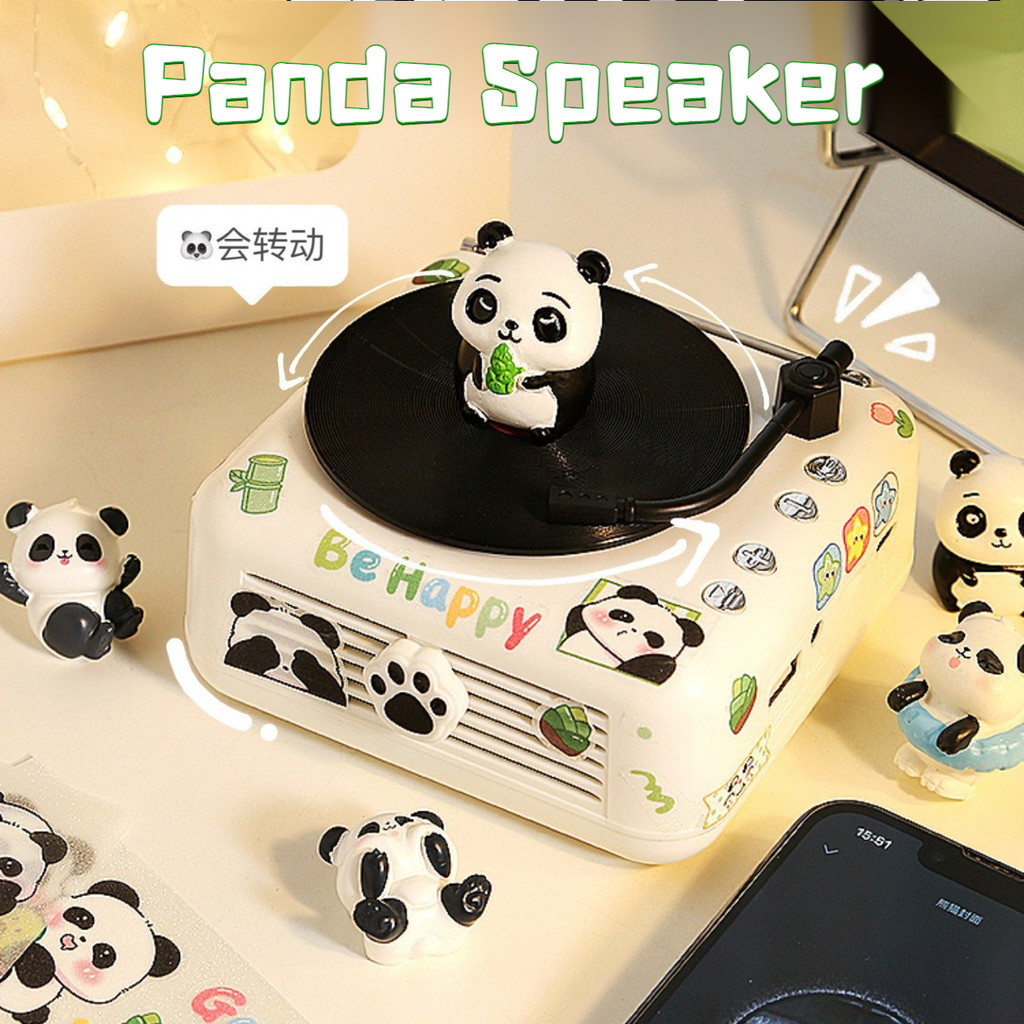 Panda Retro Record Bluetooth Speaker Wireless Bass Speaker Girl Boy New ...