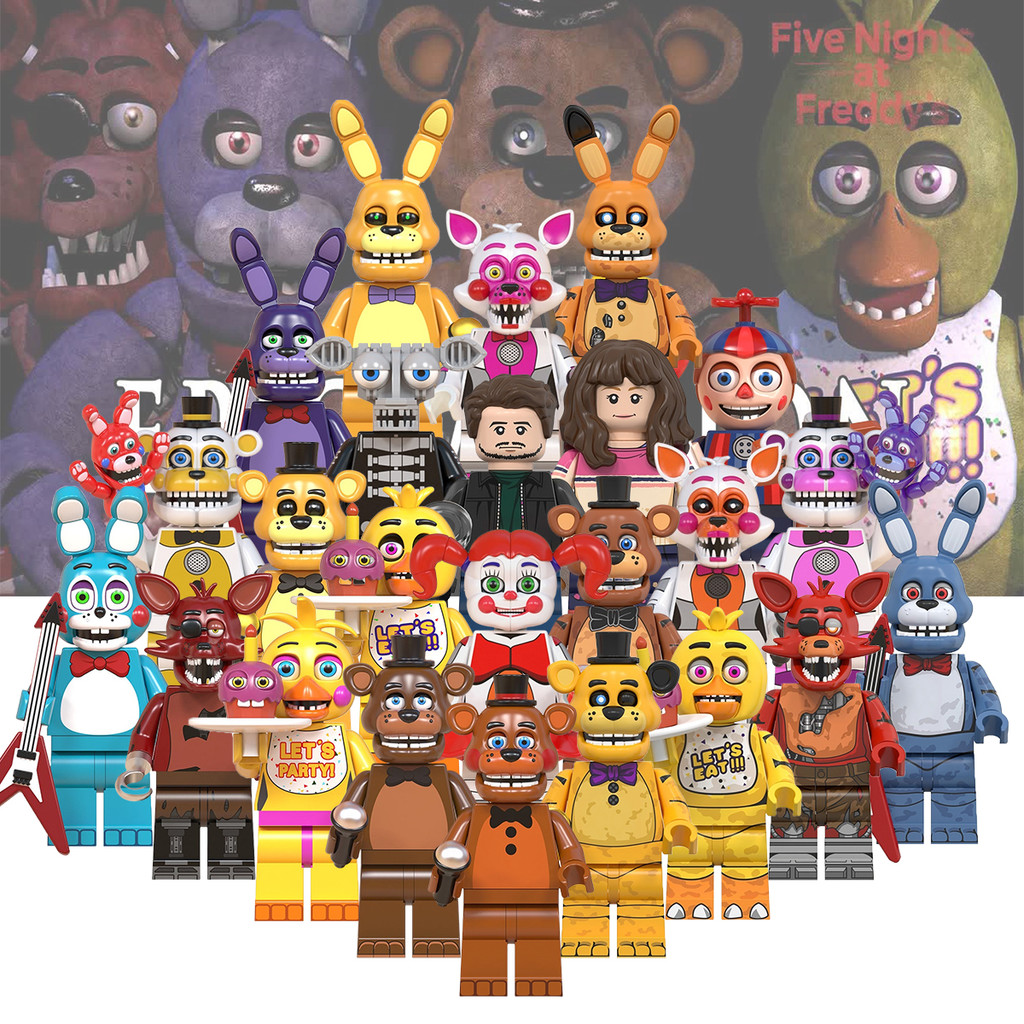 Five Nights at Freddy's Minifigures Abby Mike Chica Bonnie Freddy Foxy ...