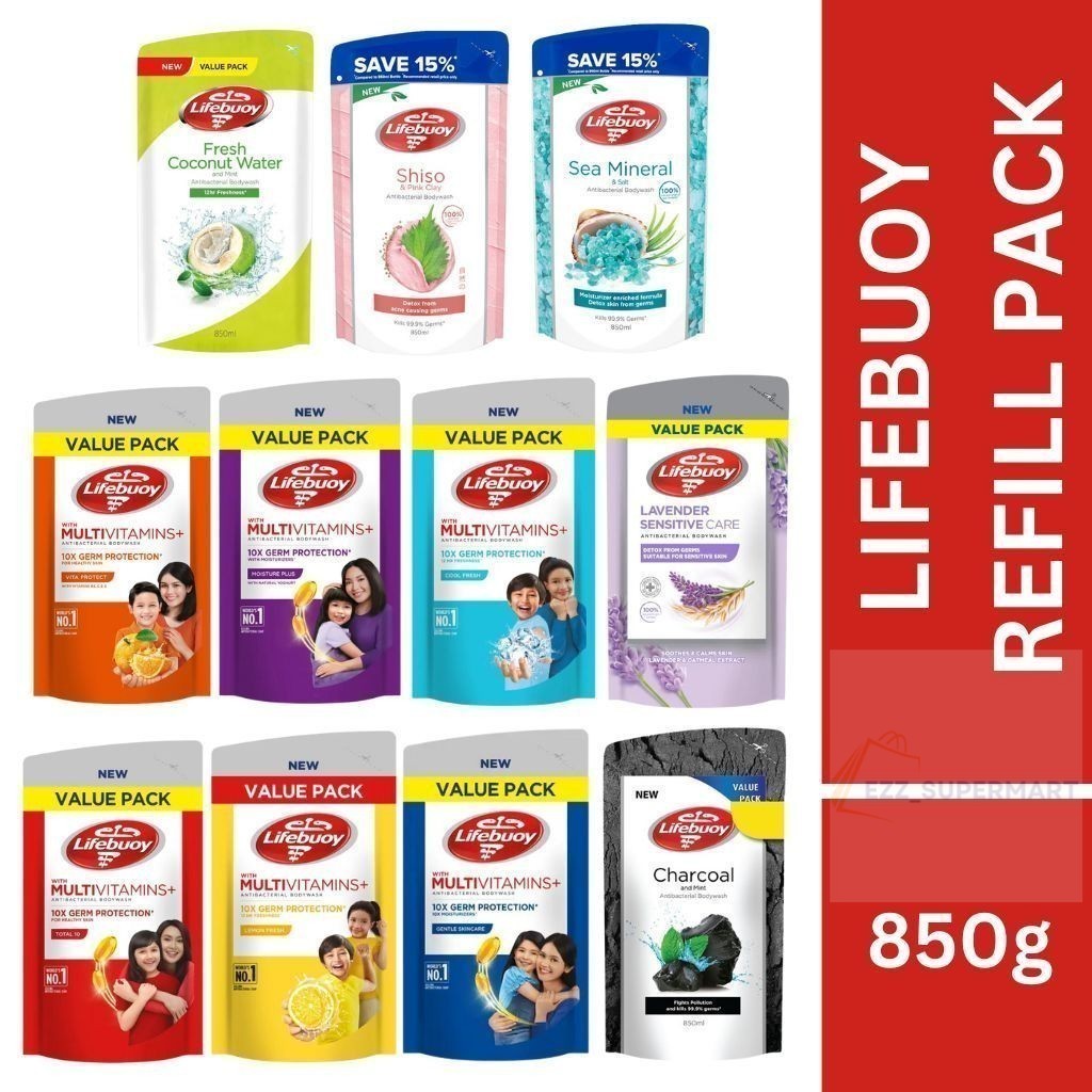 LIFEBUOY Antibacterial Shower Gel Refill Pack (850g) Single Pack / Twin ...