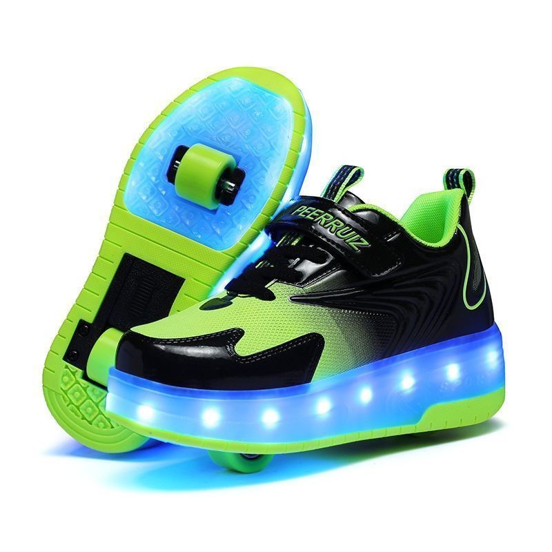 Runaway Shoes Children Students Tire Shrink Light Shoes Double Wheel ...