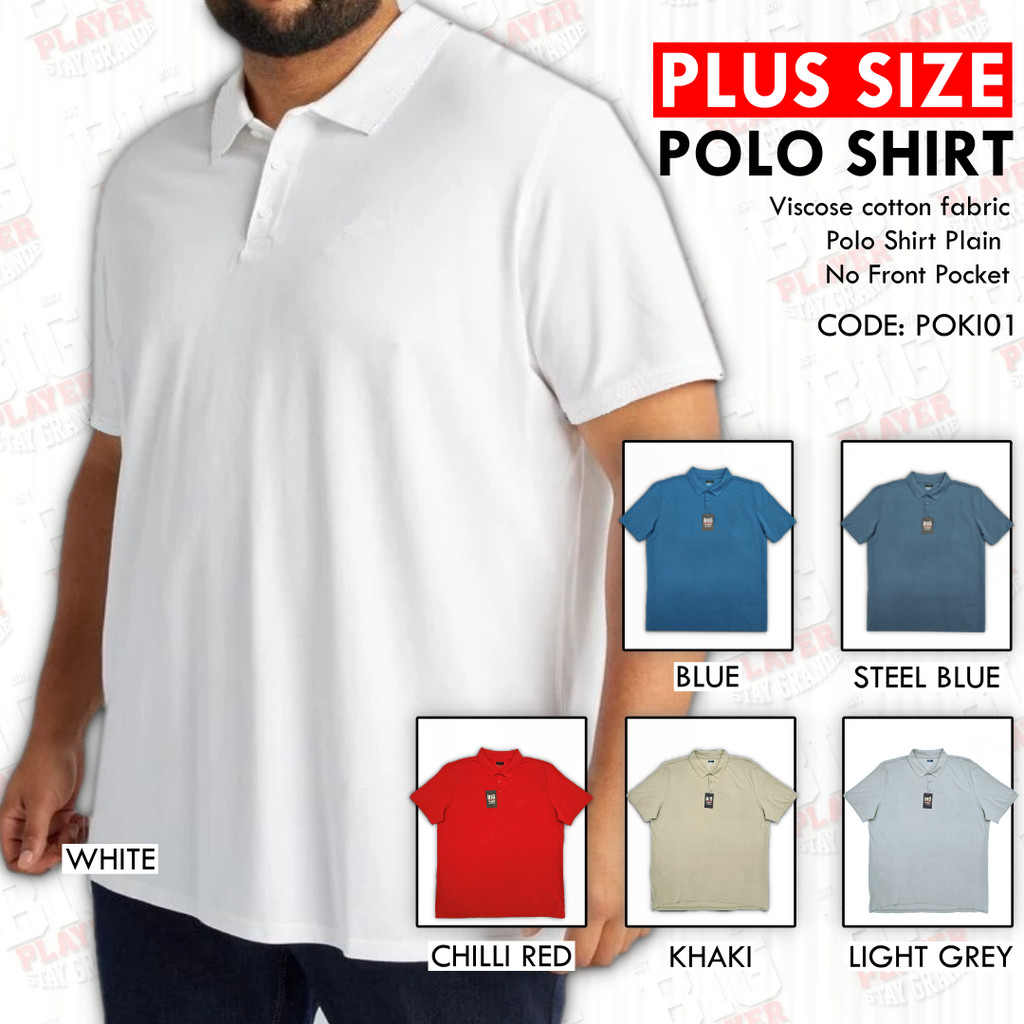 Plus Size Men's Polo T Shirt With 3 button Design Plain Light Color Code POKI01 | Shopee Malaysia