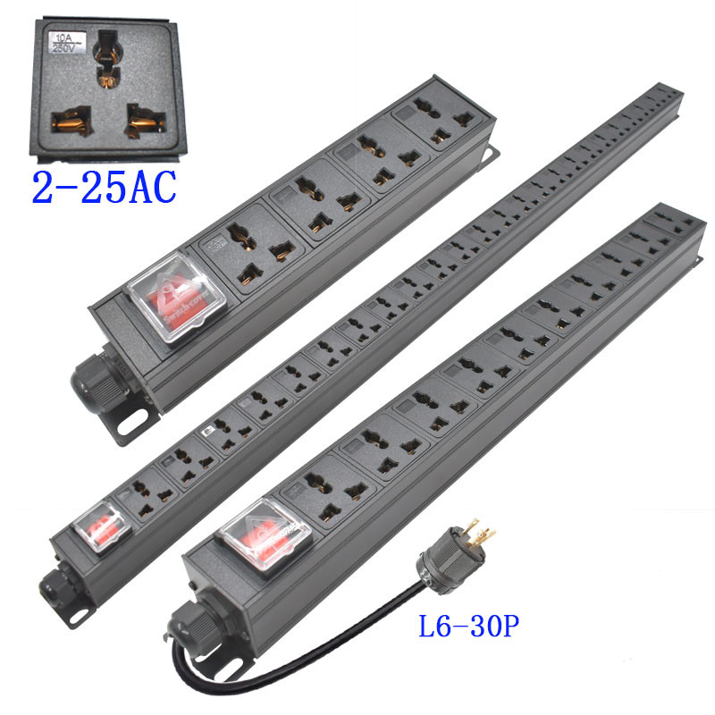 PDU Power Distribution Unit 2-25 ways Output Universal Socket Rackmount Server Rack PDU LP-30 ...