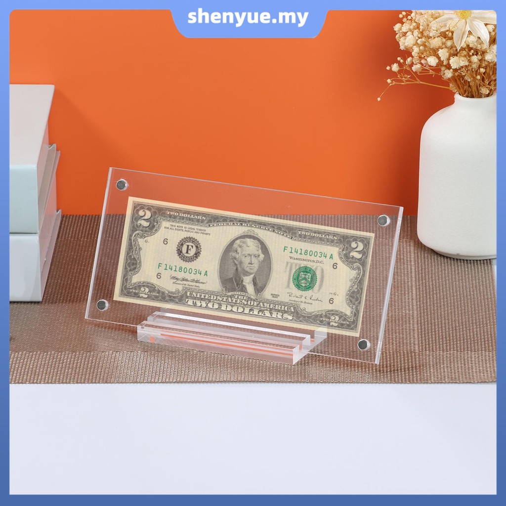 2 Pcs Dollar Bill Frame Acrylic Dollar Bill Holder with Base Double ...