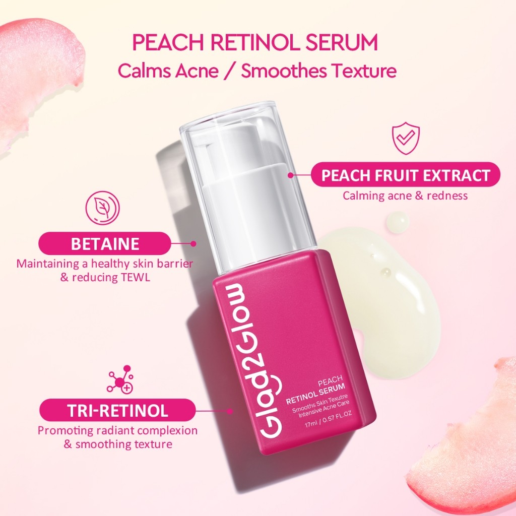 Glad2Glow Peach Retinol Serum 17 ml skincare serum muka essence Face ...