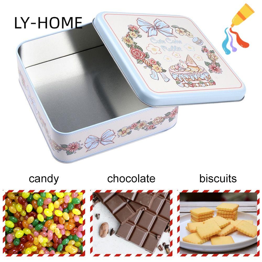 LY-HOME Square Tin Box Cartoon Ornaments Container Cookies DIY Party ...
