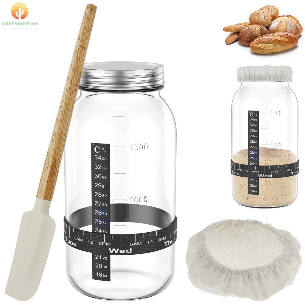 Sourdough Starter Jar Kit 64 oz Large Capacity Reusable Sourdough ...