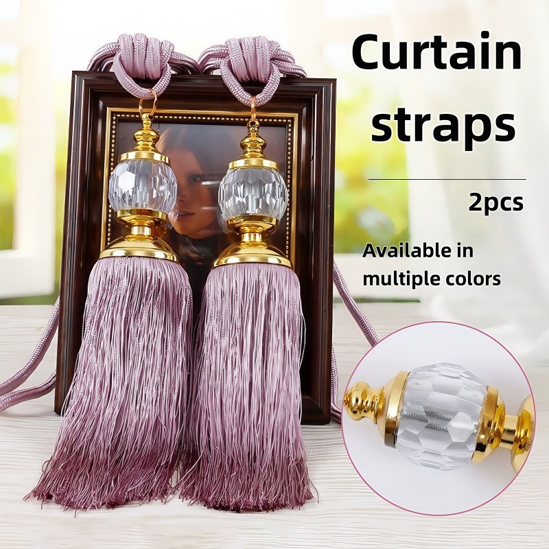 (2pcs)Crystal ball curtain hanging ball, tassel binding rope, home decoration, curtain ...