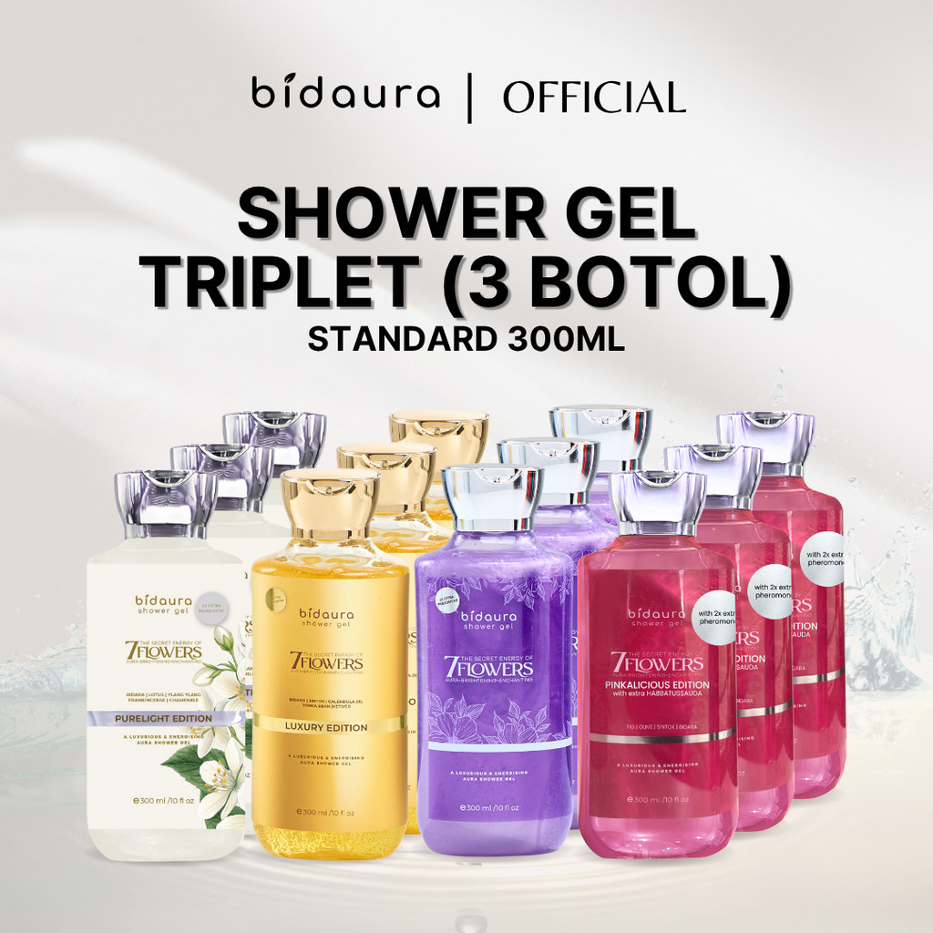 Bidaura Pakej Triplet (3pcs) Standard 300ml | Aura 7 Bunga Body Wash ...