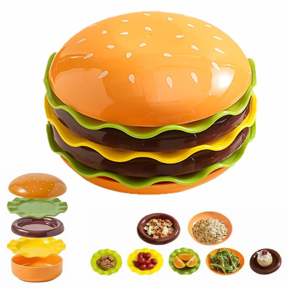 Stackable Hamburger Plate Set Burger 6 Layers Mini Sauce Spit Dinner ...