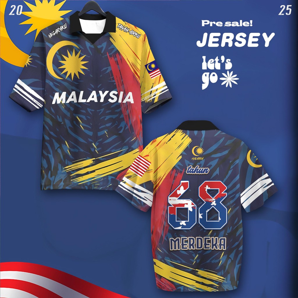 【Free Customized Name & Number】baju Merdeka Lelaki 68th Malaysia ...