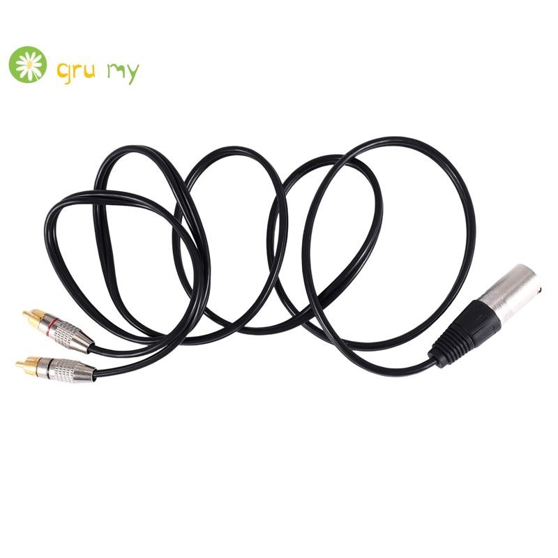 1 XLR Male to 2 Male Plug Stereo Audio Cable Connector Y Splitter Cord ...