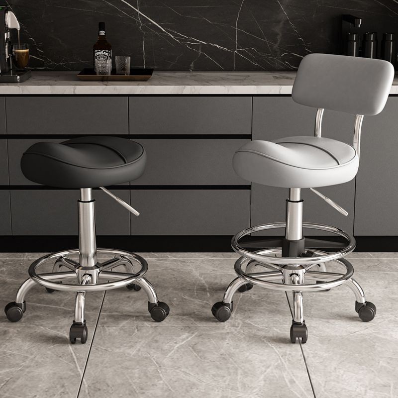 Swivel Round Stool Chair With Wheels Backrest Chair Kursi Bar Besi ...
