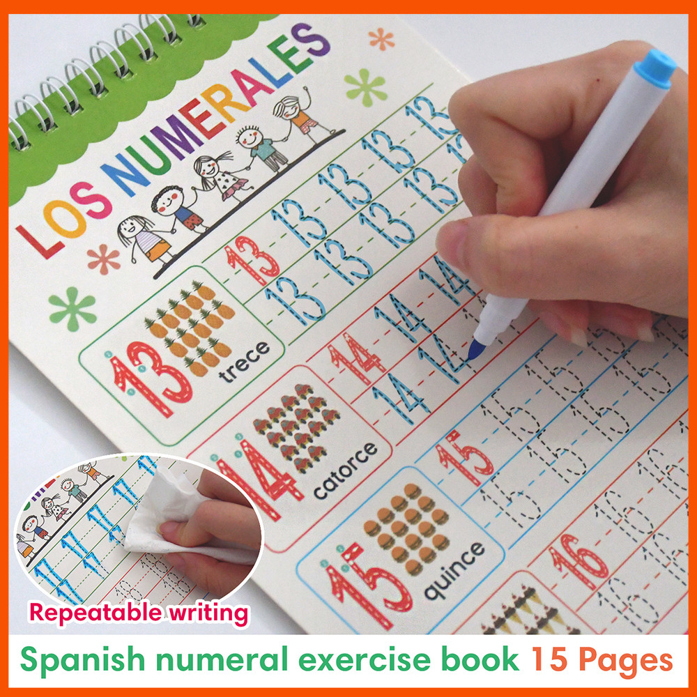 Spanish Numbers Tracing Workbook for Kids Reusable Preschool Learning ...