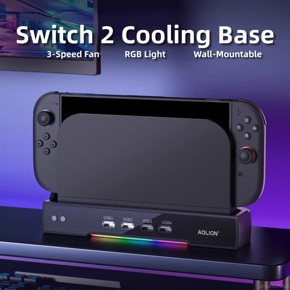 Switch 2 Cooling Base with RGB Lighting for Nintendo Switch 2 Wall Mountable Stand Local Stock ...