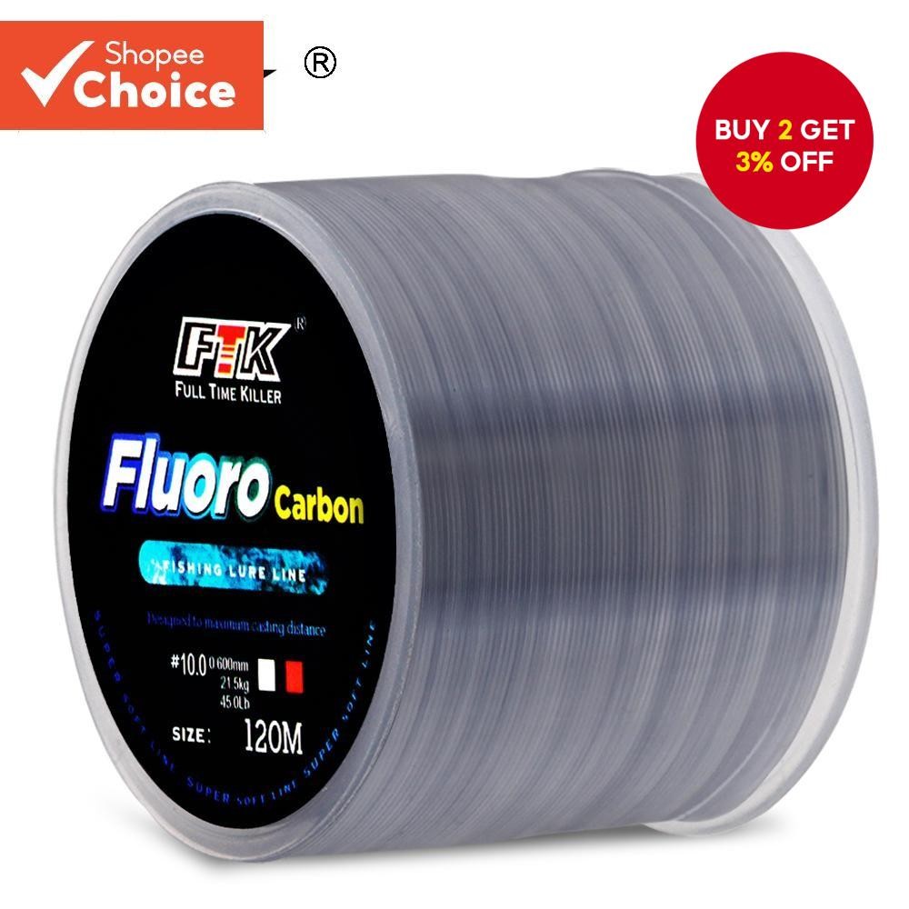 FTK 120m Grey Color Nylon Fishing Line Rope Carbon Fiber Coating Fly ...