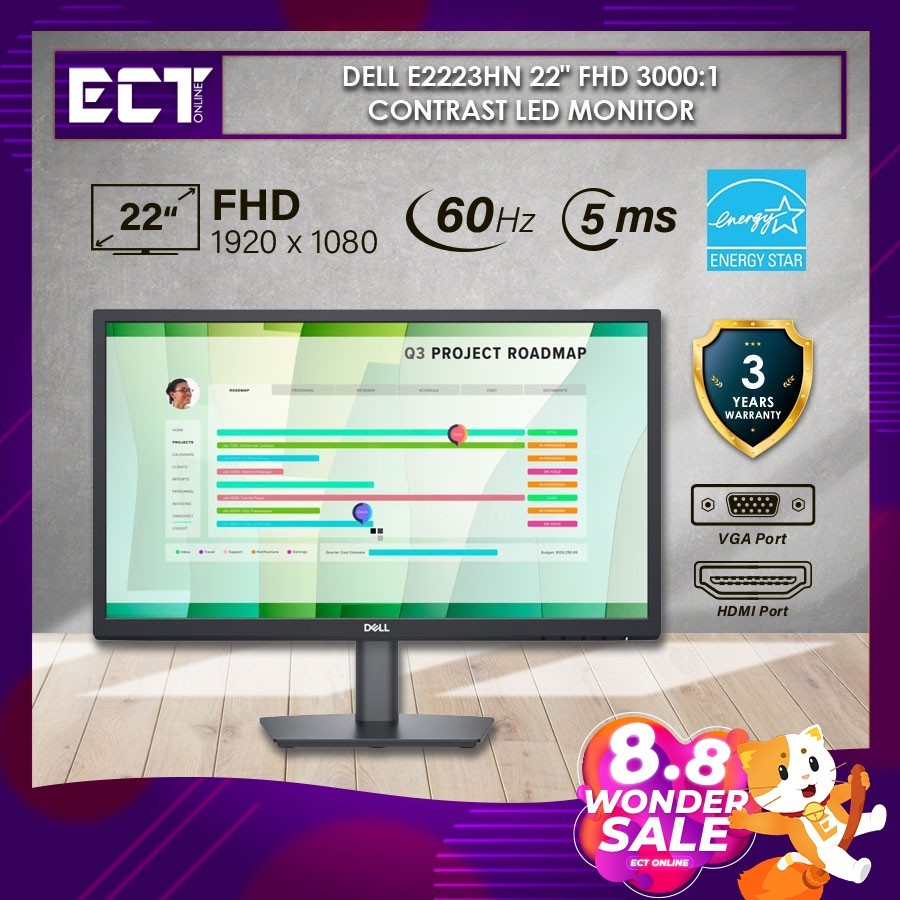 Dell E2223HN 22" E2423HN 24" FHD 1920 x 1080 3000:1 Contrast LED ...