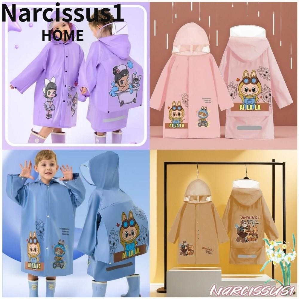 NARCISSUS Kids Raincoats, Backpack Position Capybara Girls Rain Poncho ...