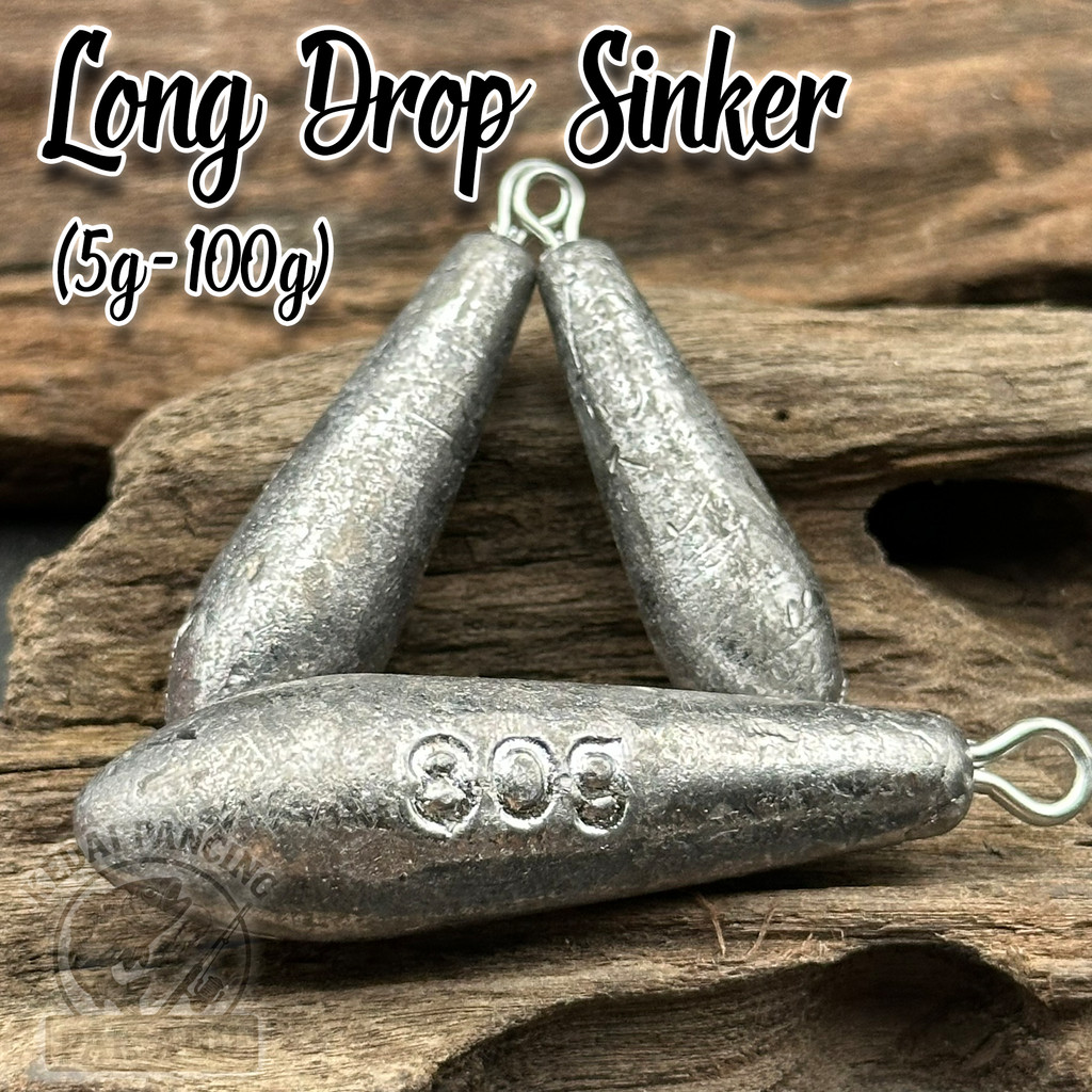 Long Drop Sinker 5pcs Lead Sinker(5g - 100g) Batu Ladung Timah Pancing ...