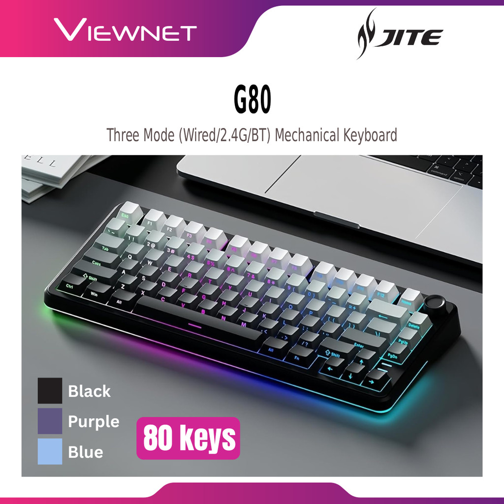 JITE G80 ULTRA 80 KEYS THREE MODE (WIRED/2.4G/BLUETOOTH) GAMING ...