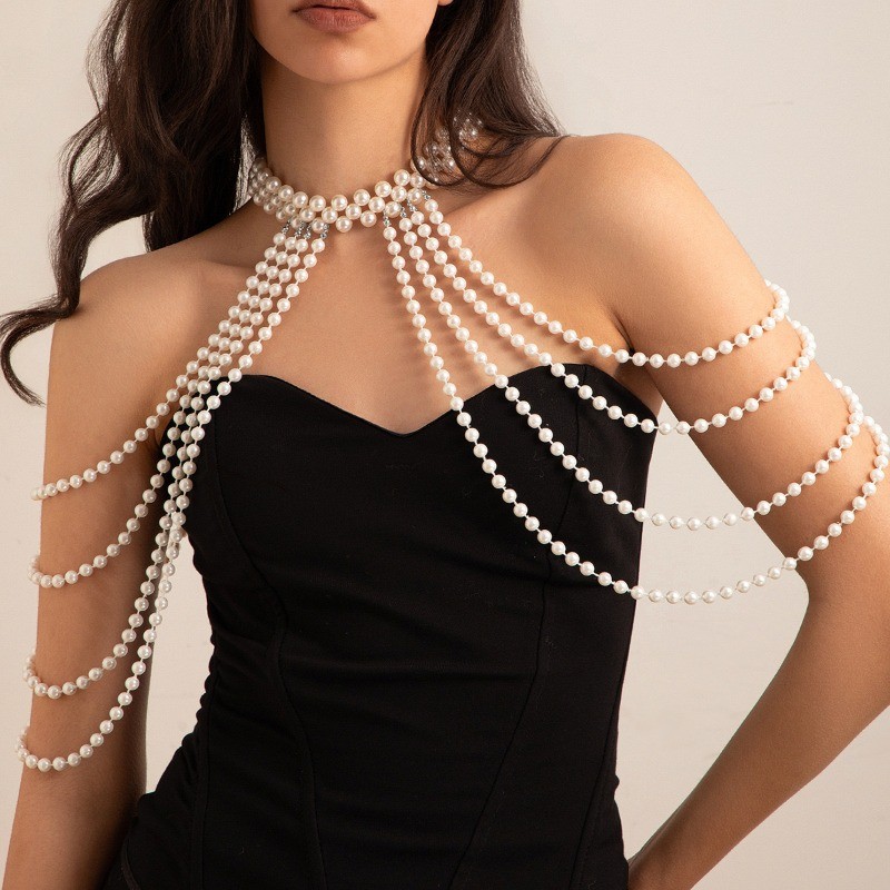 New Bride’s Faux Pearl Tassel Shawl - European Sexy Chest Chain, Qipao ...