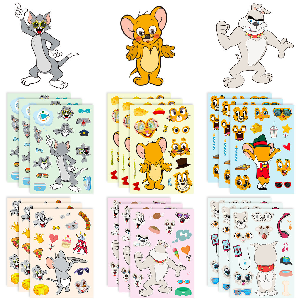 6Sheets Cartoon Tom and Jerry The Powerpuff Girls Make a Face DIY ...