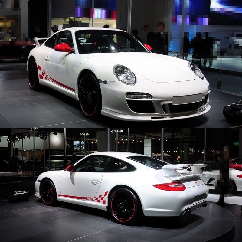 For Porsche 911 997 Racing Flag Graphic Door Side Skirt Stripes Auto ...