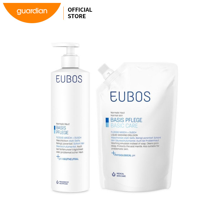 Eubos Liquid Washing Emulsion Blue 400Ml + Refill Pack 400Ml | Shopee ...