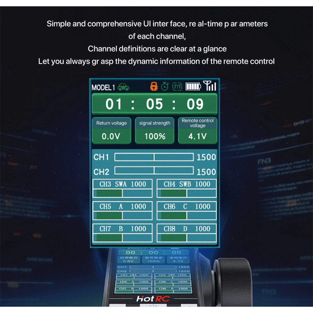 HotRC Transmitter CT-8B 10CH 2.4GHz Radio System Remote Controller with ...