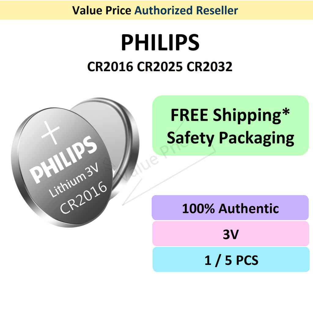 [Genuine] PHILIPS CR2016 CR2025 CR2032 Coin Battery 3V Bateri button ...