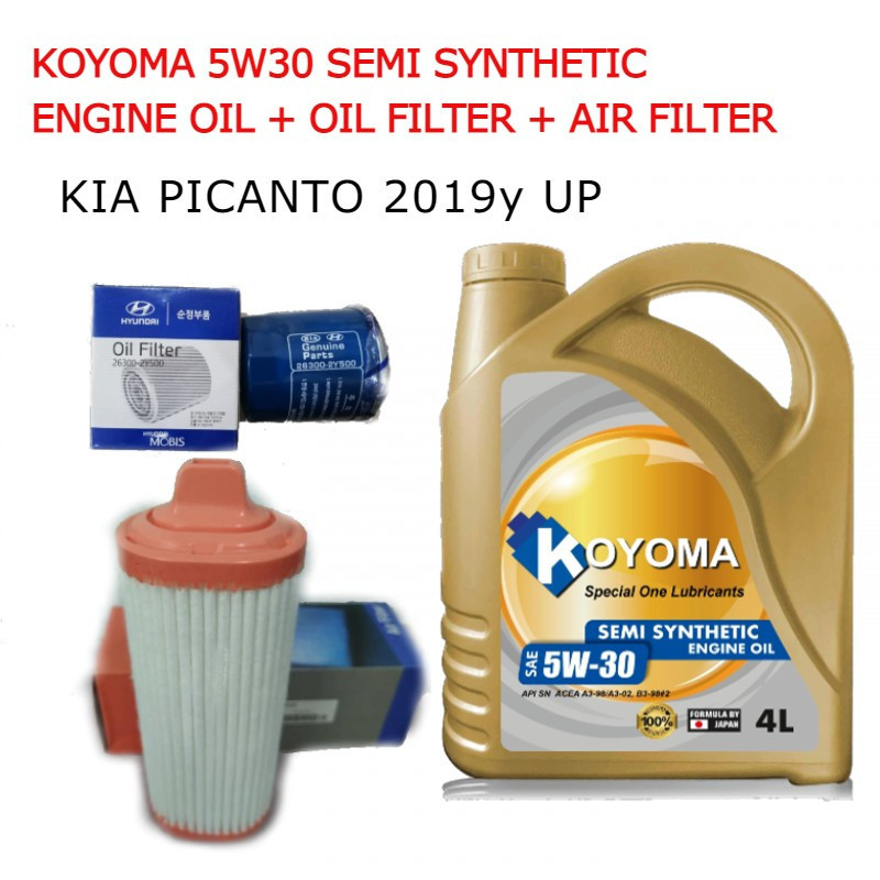 KIA PICANTO 2019year OIL FILTER + AIR FILTER + KOYOMA 5W30 SEMI ...