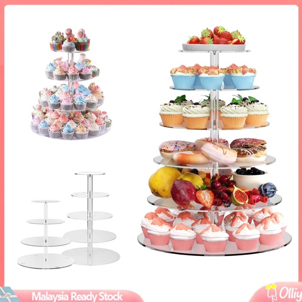 3/4/5/6/7 Tier Cupcake Stand Acrylic Wedding Cake Stand Crystal Acrylic ...