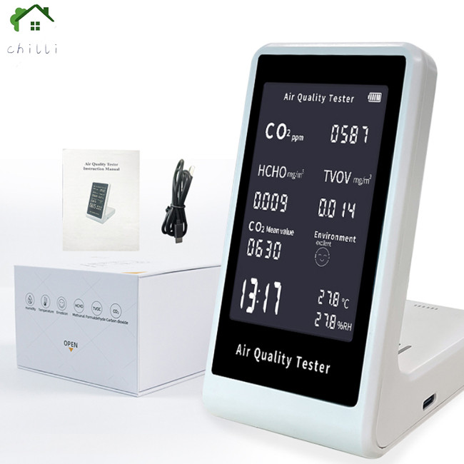 2024! Indoor Air Quality Monitor, 5 In 1 Portable Real-Time Detector For CO2 TVOC HCHO ...