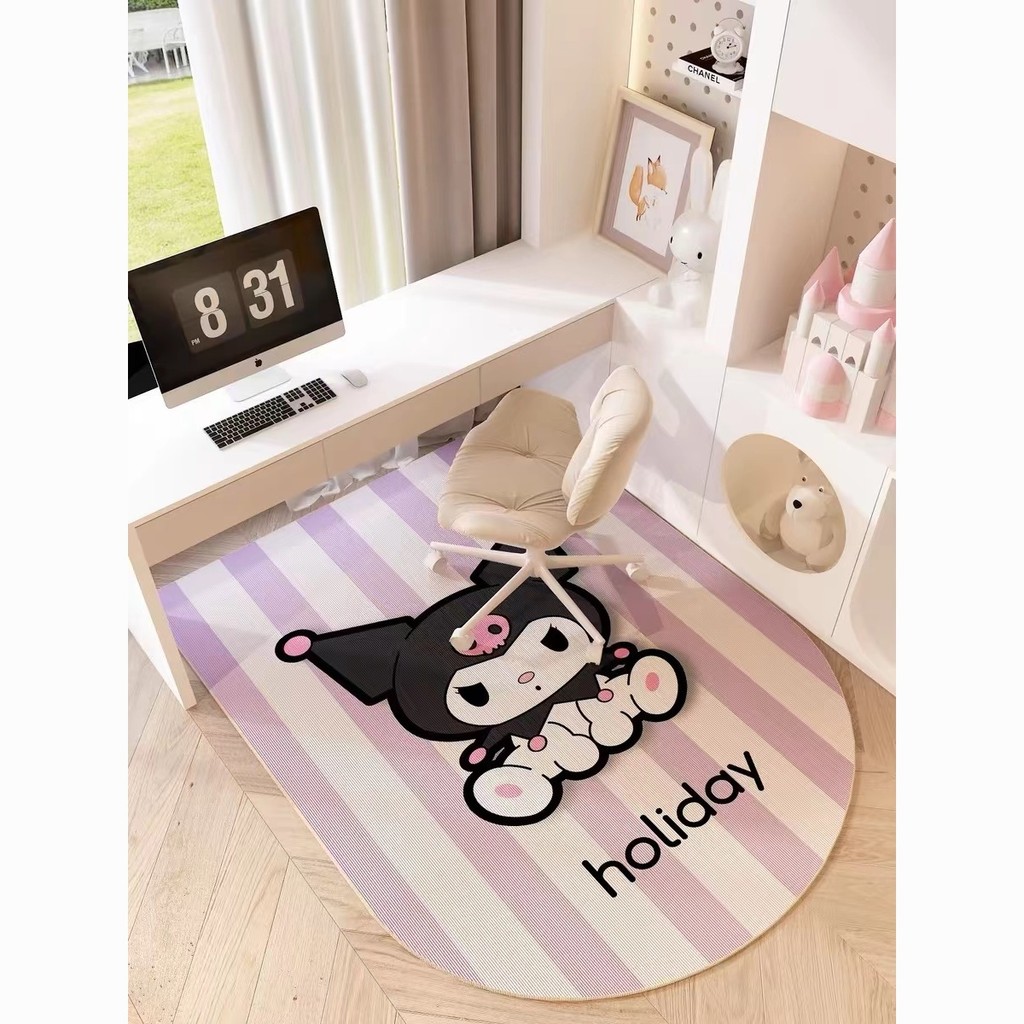 库洛米卡通转椅地垫卧室书房梳妆台书桌下电竞椅地毯学习椅子脚垫Clow M Cartoon Swivel Chair Floor Mat ...