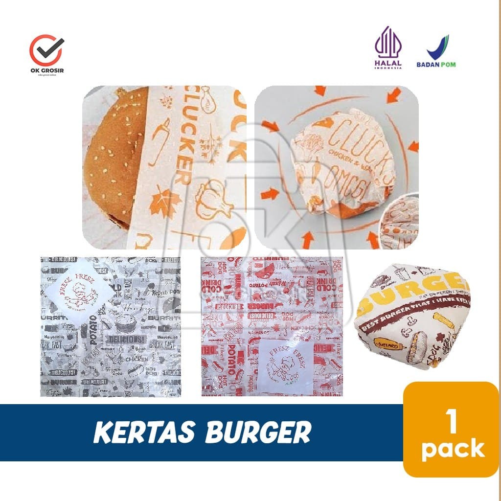 Burger Burrito Paper Wrapping Paper Motif Food Grade All Variants ...