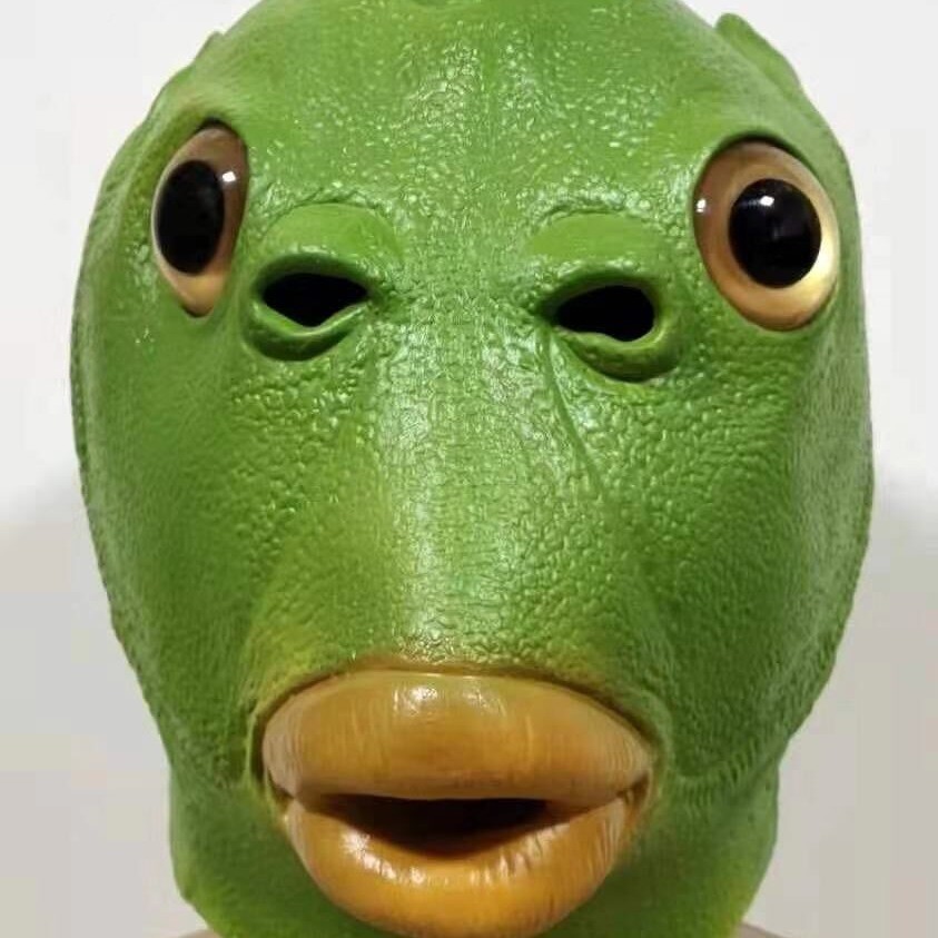 Popular Green Fish Head Mask Halloween Animal Vinyl Mermaid,Weird Fish ...