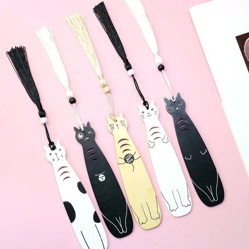 Cat Wooden Bookmark Cartoon Wooden Bookmark Creative Gift for Student ...