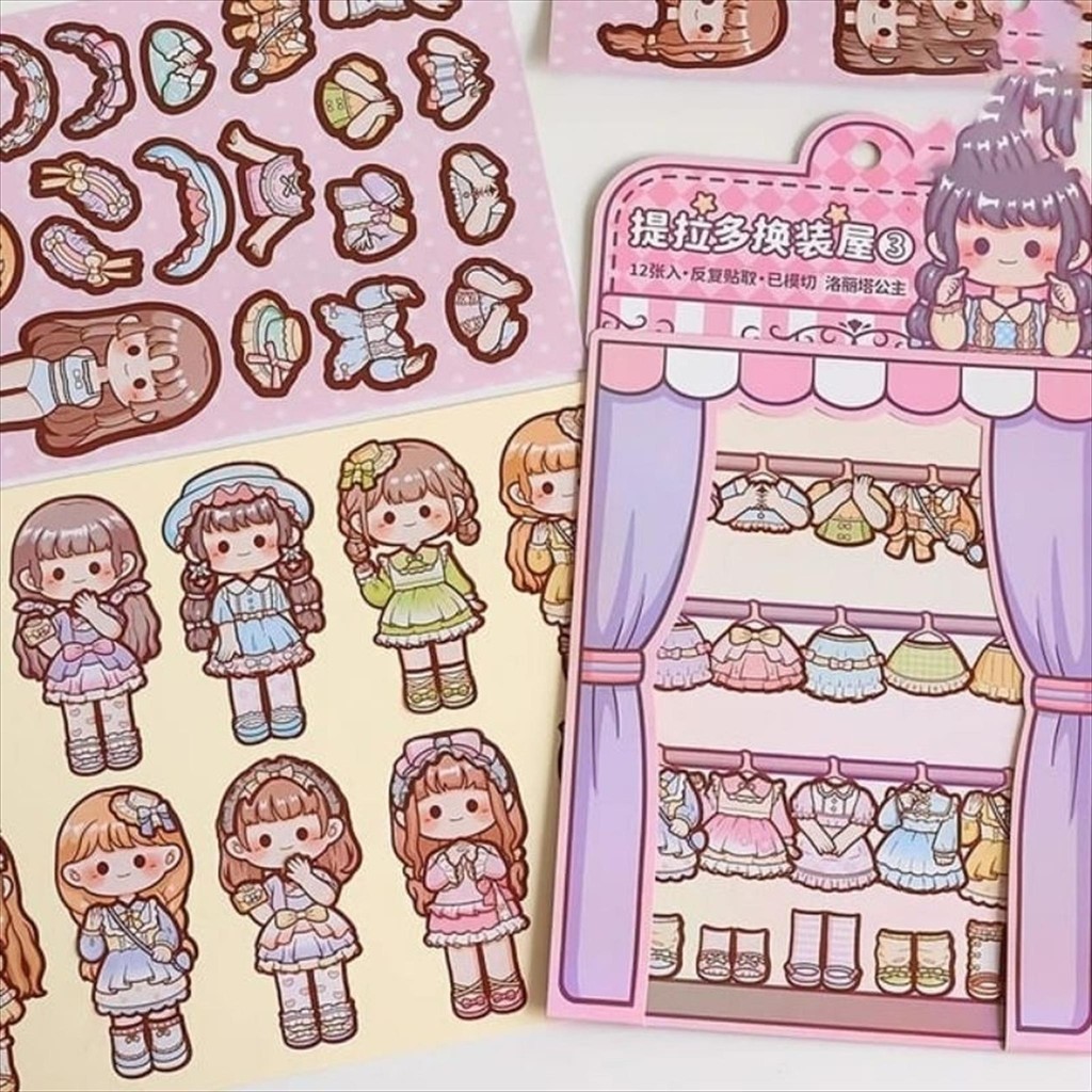 (Girl) Sticker Sticker Disassembly Stickers Journal Scrapbook 2D Dress ...