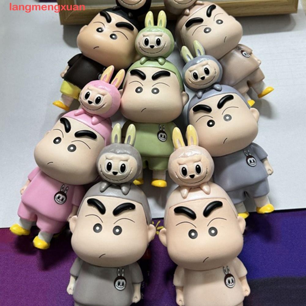 LANGMENGXUAN Crayon Shin-Chan Labubu Model, Anime Statue Labubu Crayon ...