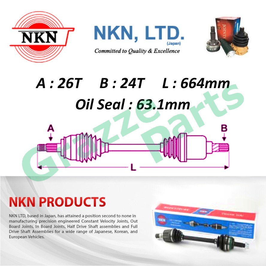 NKN Drive Shaft LH-Short for AB1272 Toyota Estima ACR30 Harrier ACU30 ...