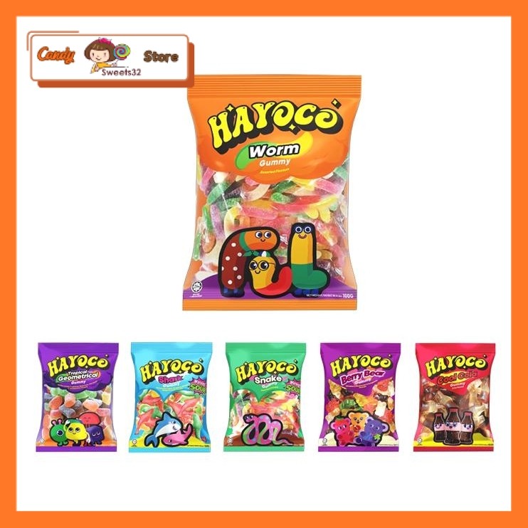 Lot 100 Hayoco Sour Gummy 100gm Candy Gula Jelly | Shopee Malaysia