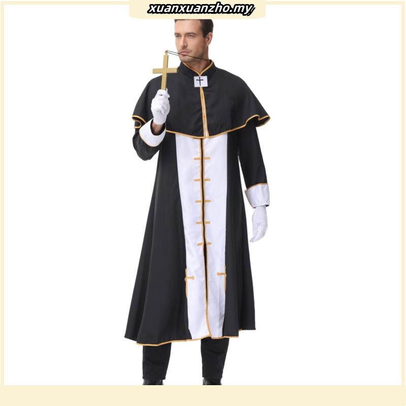 Adult Medieval Priest Costume For Men Christian Catholicism Priest robe ...