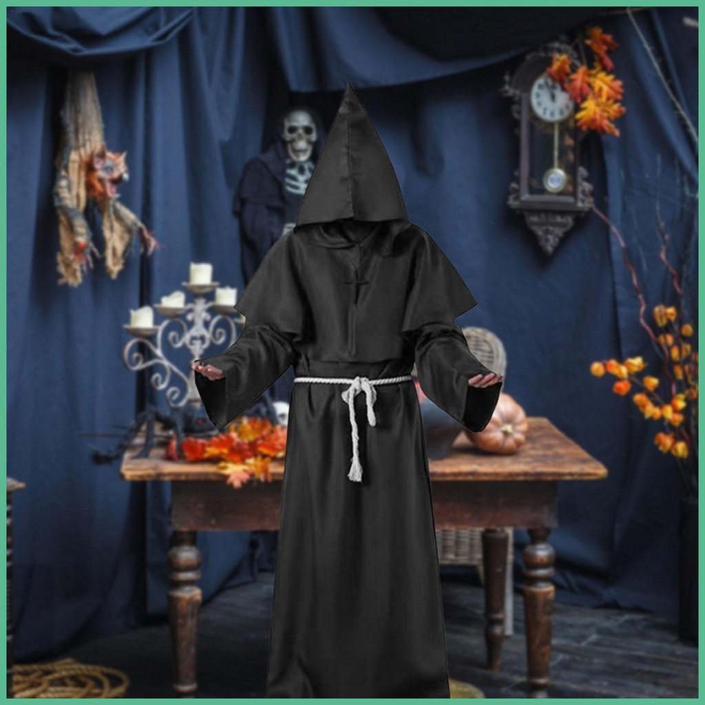 Halloween Cosplay Costume Halloween Medieval Monk Robes Holiday Wizard ...